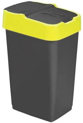 Heidrun Odpadkový koš 60 l, černý se žlutým pruhem