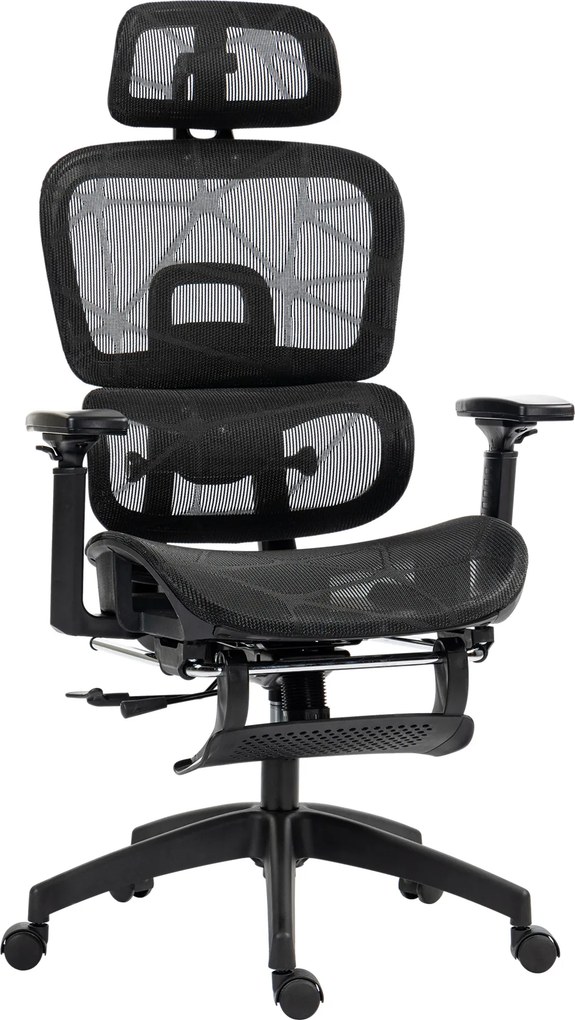 HOMCOM Ergonomická kancelářská židle s opěrkami, opěrkou hlavy, bederní oporou, výškově nastavitelná, otočná židle s funkcí houpání, sklopným mechani…