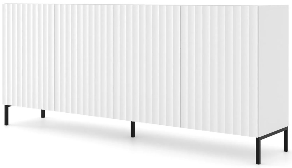 BIM Komoda WAVE 4D 200 cm bílá matná + černý rám
