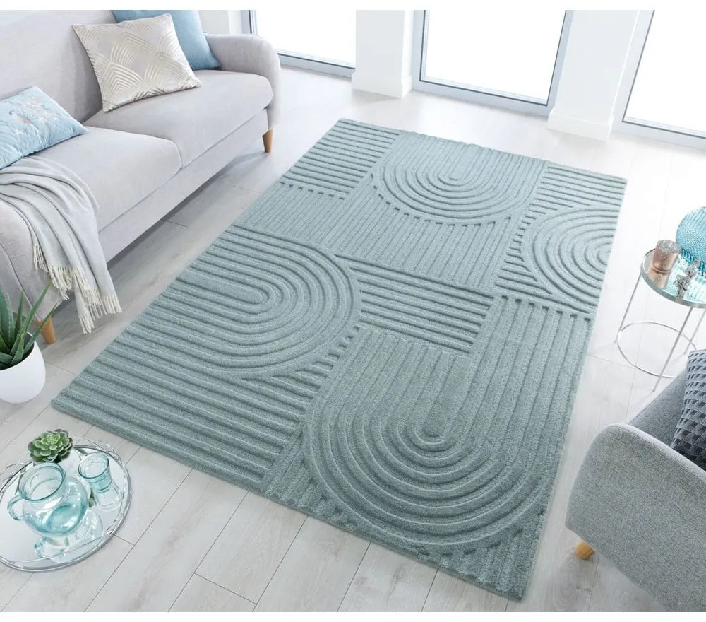 Tyrkysový ručně tkaný vlněný koberec 200x290 cm Zen Garden – Flair Rugs