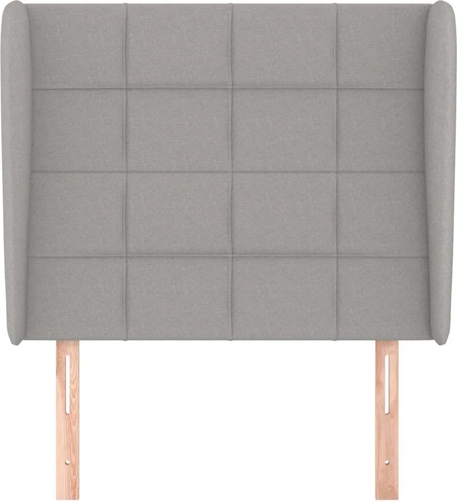 Čelo postele typu ušák světle šedé 83 x 23 x 118/128 cm textil 3117930