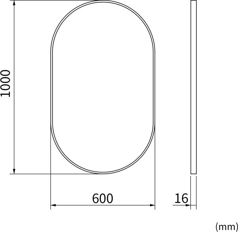 Erga Oval, oválné zrcadlo 60x100cm, zlatý rám, ERG-V01-OVAL-6010-GD