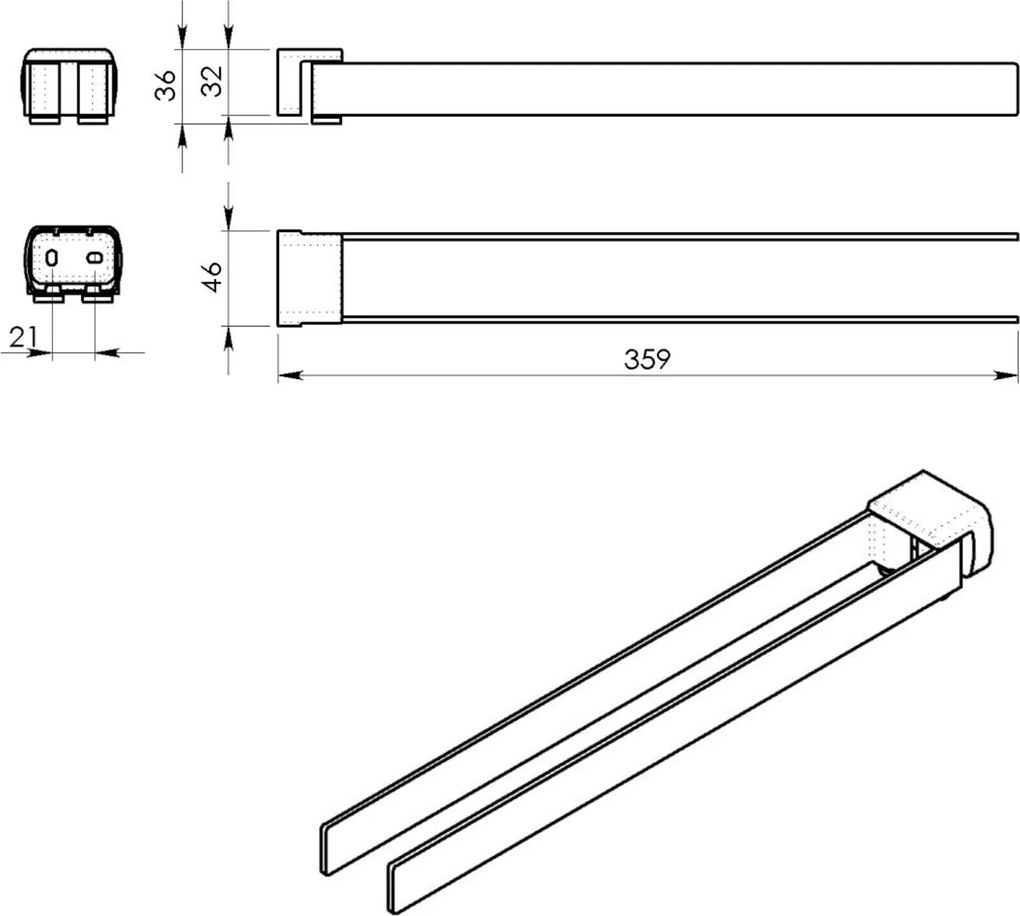 Gedy Gedy, PIRENEI držák ručníků dvojitý otočný, černá matná, PI2314