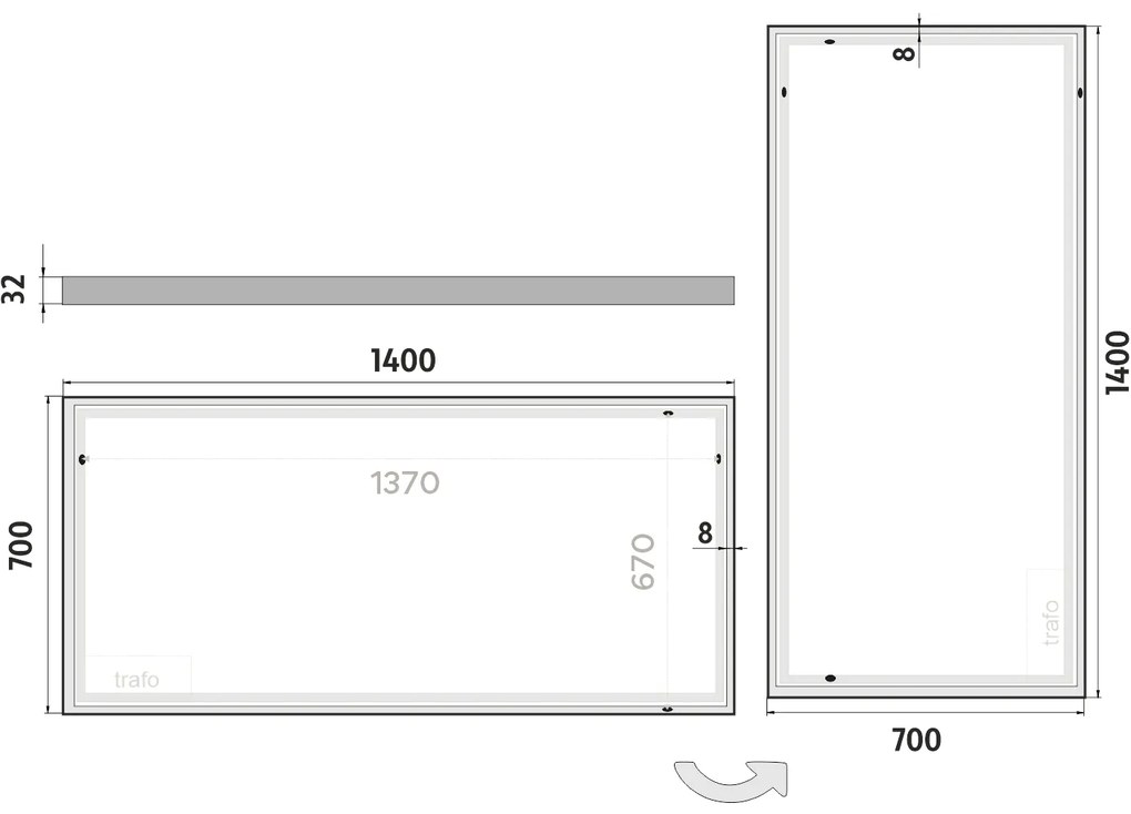 Nimco LED zrcadlo 1400x700 - ZP 13008