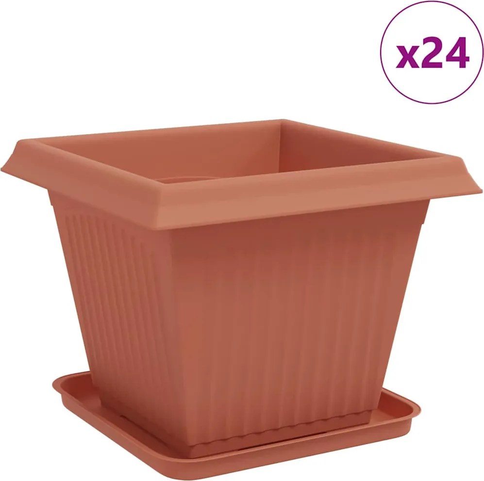 Květináče 24 ks Cihlově červená Plast 3403309