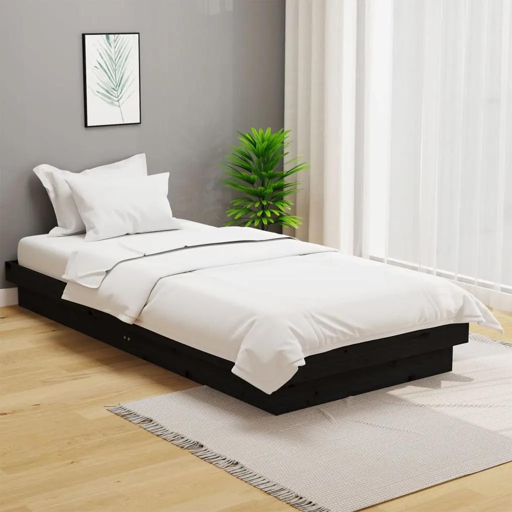 Rám postele černý masivní dřevo 100 x 200 cm,  819901