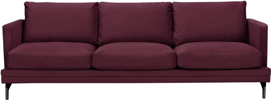 Bordeaux červené trojmístná pohovka s podnožím v černé barvě Windsor & Co Sofas Jupiter
