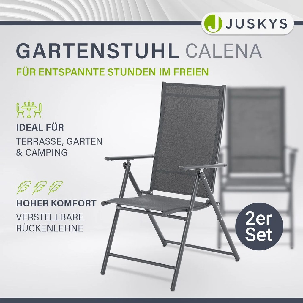 Juskys Skládací zahradní židle Calena Barva: antracitová, Velikost: 2 ks