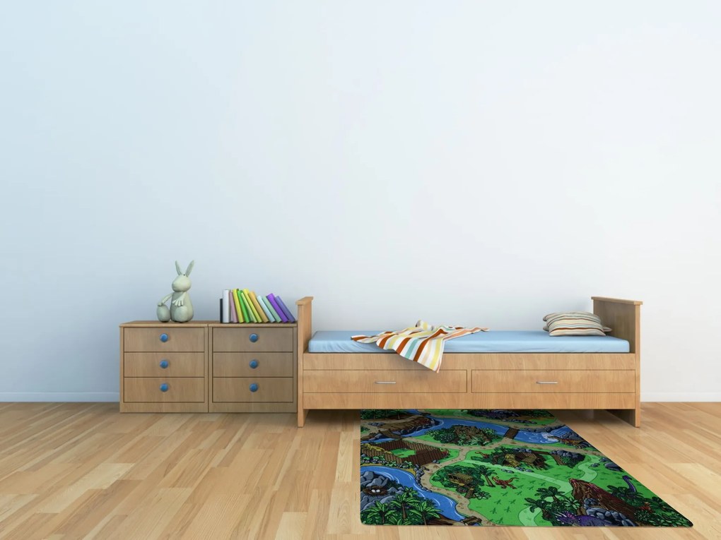 Vopi, Dětský kusový koberec Dino čtverec, 150x150, vícebarevná, dětský pokoj