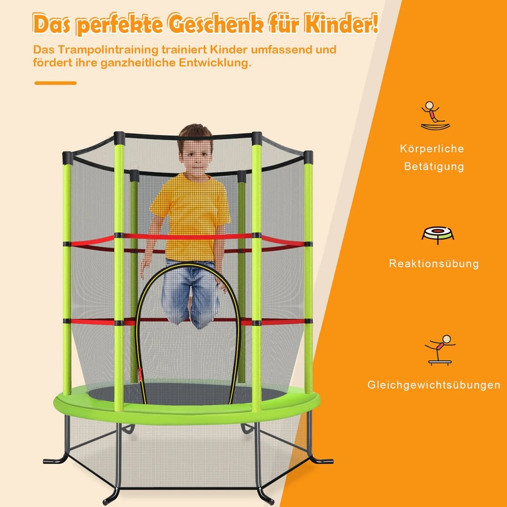 Costway Ø165 cm zahradní trampolína s ochrannou sítí trampolína do 135 KG pružná