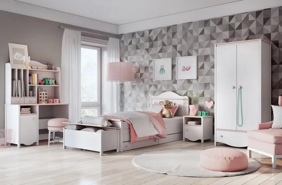 Casarredo - Komfort nábytek Dětská skříňka ELISA MI-11, 2D1S bílá/růžová