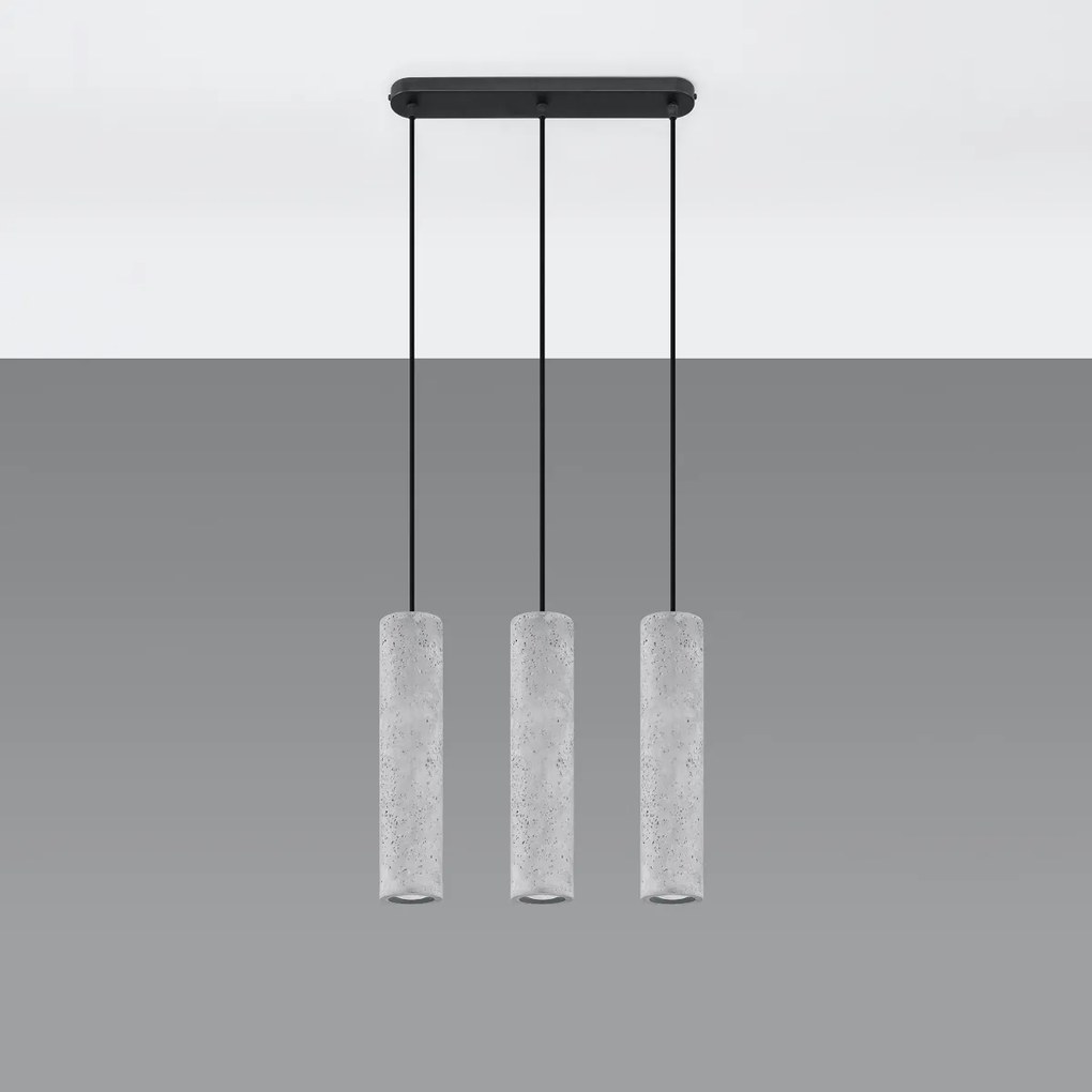 Závěsné svítidlo Luvo, 3x betonové stínítko
