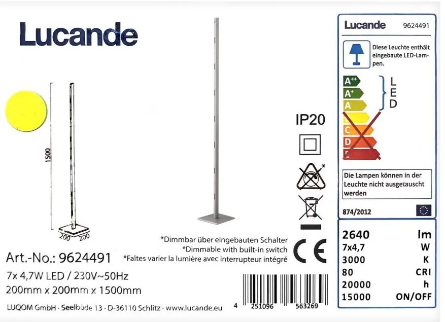 Lucande - LED Stmívatelná stojací lampa MARGEAU 7xLED/4,7W/230V