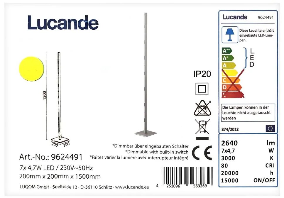 Lucande Lucande - LED Stmívatelná stojací lampa MARGEAU 7xLED/4,7W/230V LW0099