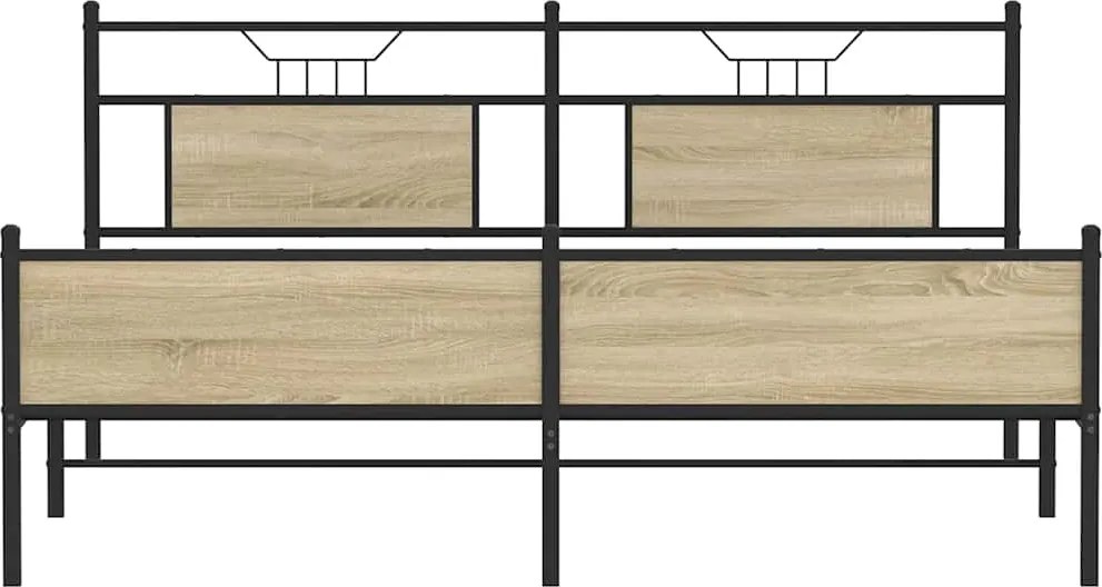 Kovový rám postele bez matrace dub sonoma 180 x 200 cm 3325125