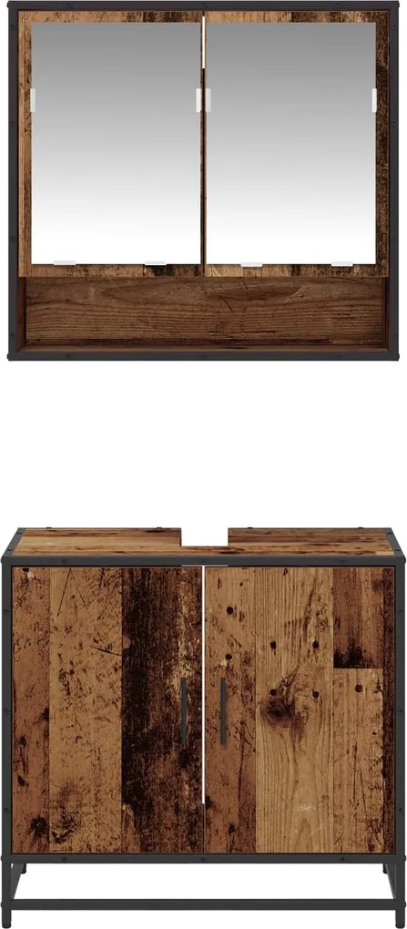Sada koupelnového nábytku 2 ks Staré dřevo 65 x 33 x 60 cm 3402345