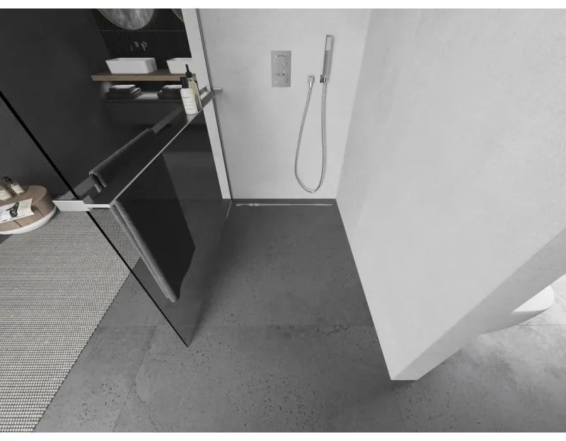 Mexen Kioto+ L, sprchová zástěna Walk-In s poličkou a věšákem 55 x 200 cm, 8mm čiré sklo, chromový profil, 800-055-123-01-00