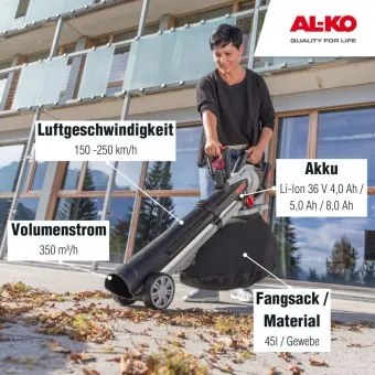 AL-KO LBV 4090 Li 36V - akumulátorový vysavač listí (bez akumulátoru a nabíječky)