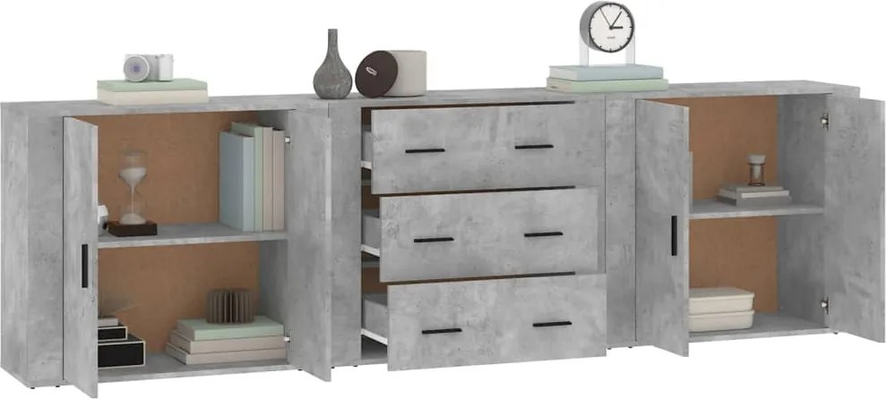 Příborníky 3 ks betonově šedé kompozitní dřevo 3185403