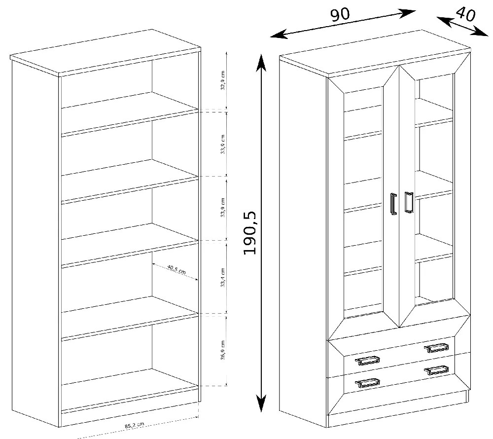 Obývací stěna TADEUSZ s - sestava A - dub stoletý