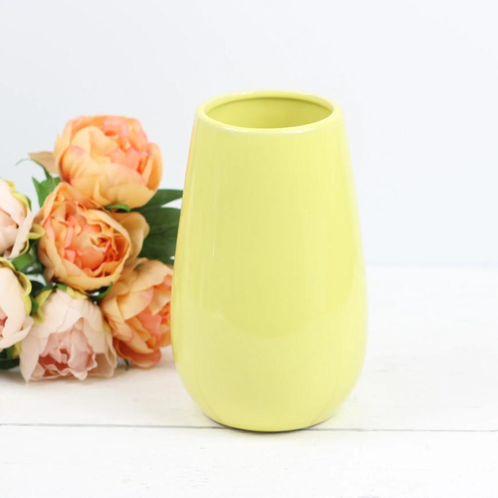 Porcelánová váza na květiny 20 cm - žlutá, La Almara | BIANO