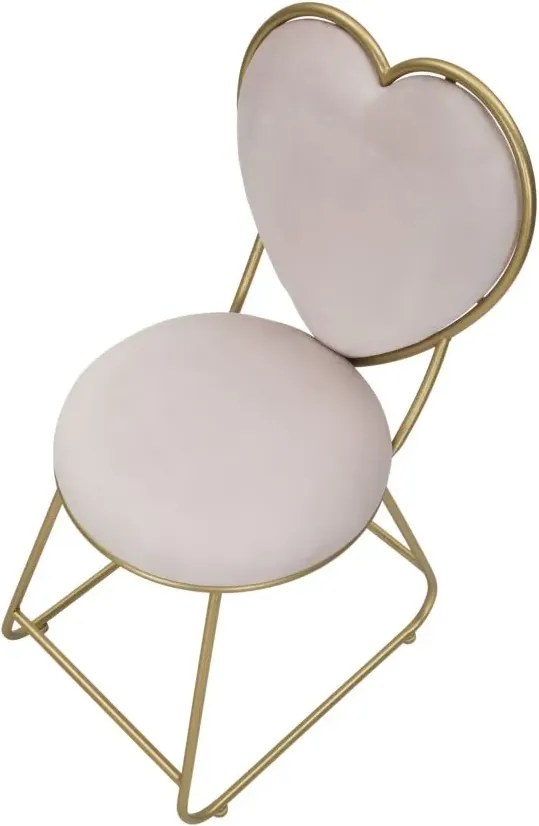 Designová jídelní židle Heart světle růžová/zlatá