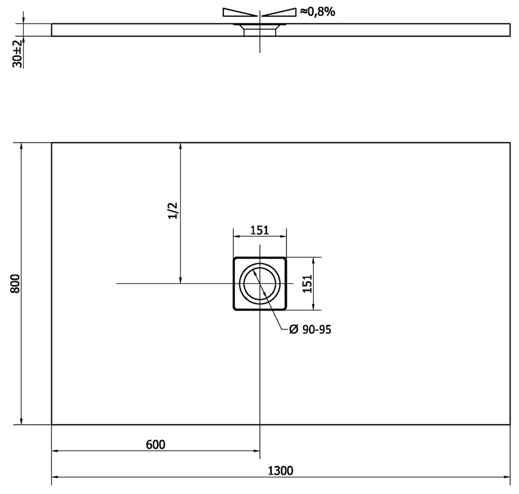 Polysan FLEXIA vanička z litého mramoru s možností úpravy rozměru, 130x80cm - 72899