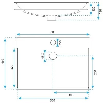 REA-U3326 - Zápustné umyvadlo MANDY 46x60 cm keramika/lesklá bílá