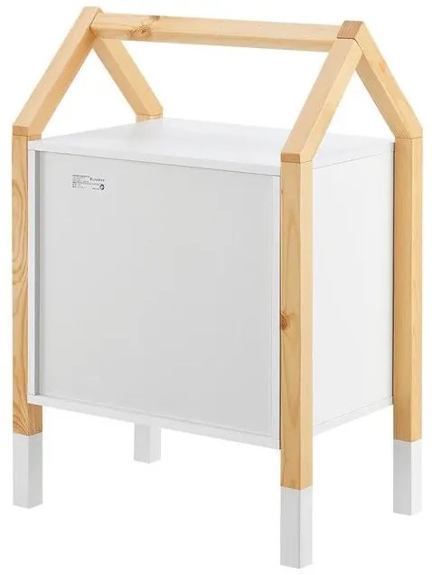 Dětský noční stolek domeček se 2 zásuvkami, bílý