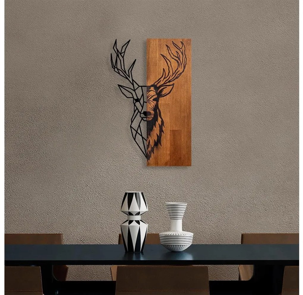 Asir Nástěnná dekorace 36x58 cm jelen dřevo/kov 891TNL2350