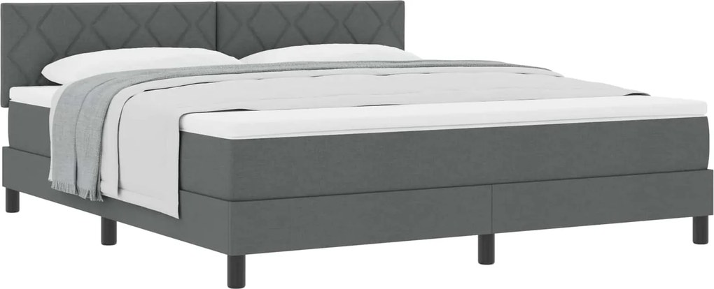 Postel s boxspringem s čelo Tmavě šedá 180 x 200 cm textil 3338784
