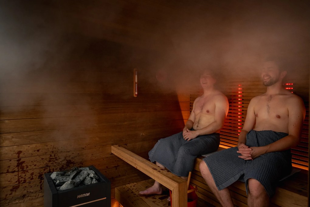 Sauna Kirami FinVision® - M Nordic misty Varianta: s ohřívačem Harvia Virta Combi, Orientace: Levá