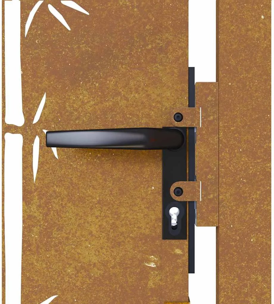 Zahradní branka 100 x 75 cm corten ocel bambusový design 153238