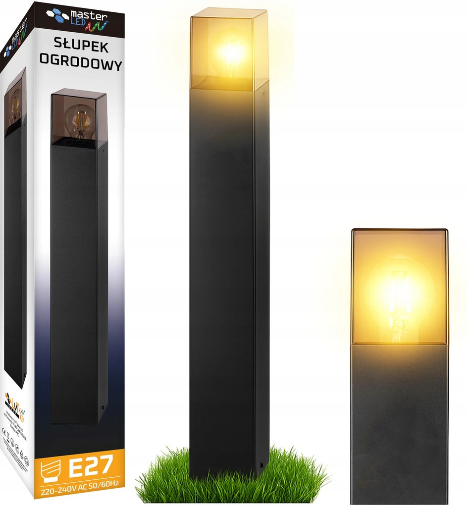 Led lampa Zahradní stojící sloupek 80 cm venkovní E27 Černá