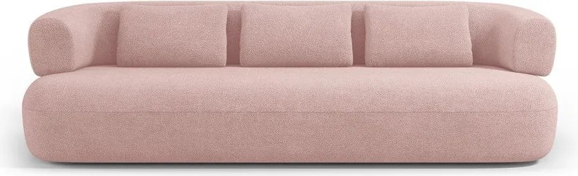 Světle růžová pohovka z textilie bouclé 200 cm Jenny – Micadoni