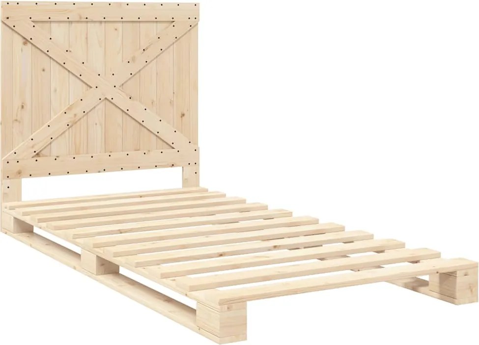 Rám postele s čelem 100 x 200 cm masivní borové dřevo 3281569