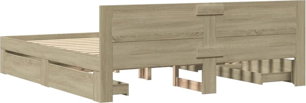 Rám postele s čelem dub sonoma 200 x 200 cm kompozitní dřevo 3295536