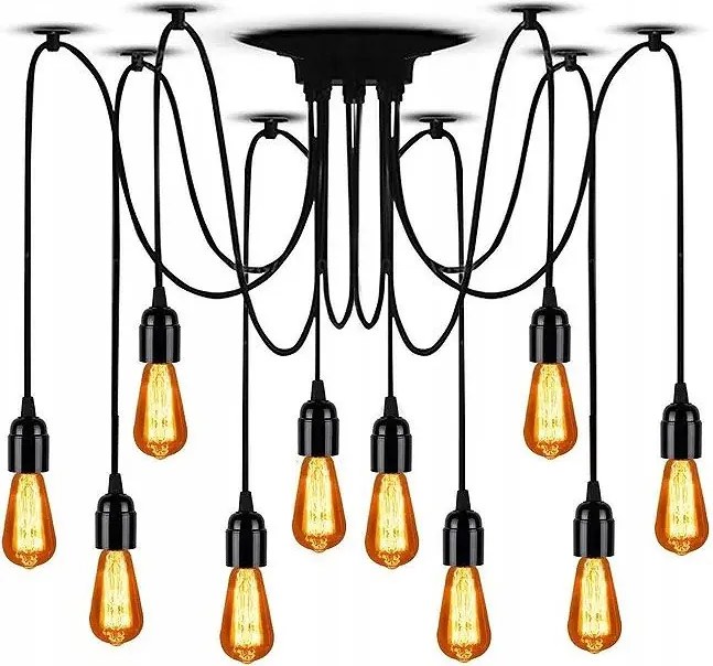 Toolight - Stropní lampa Spider 10xE27, černá, OSW-00019