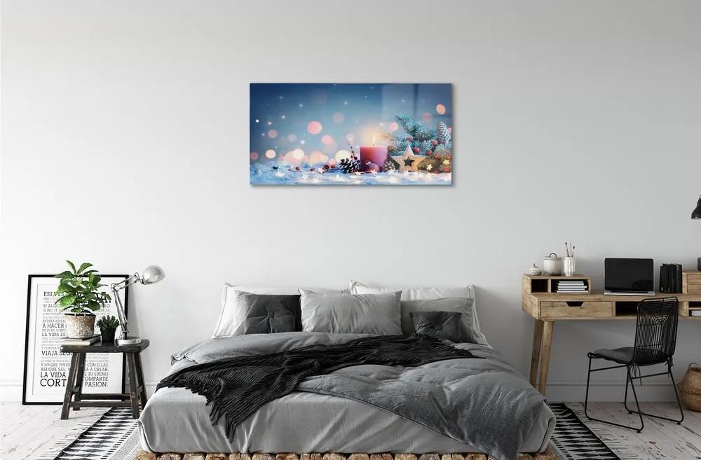 Obraz na skle Svatý svíčka sněhu 120x60 cm