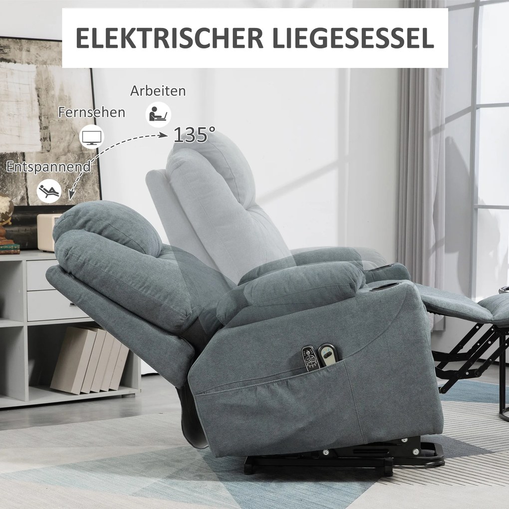 Masážní křeslo HOMCOM, elektrické, s 8 masážními body, s funkcí polohování, s funkcí vyhřívání, pěnové, 90x101x107cm, tmavě šedé | Aosom