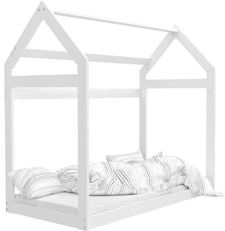 Dětská postel domeček 160 x 80 cm bílá + matrace ZDARMA