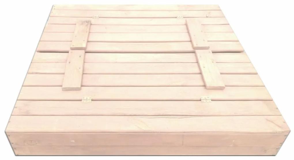 Pixino Dřevěné pískoviště s lavičkami 120 x 120 cm, přírodní