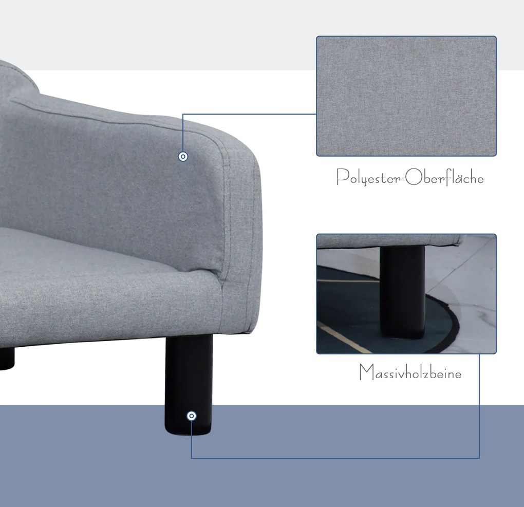 PawHut pohovka pro psy stylová pohovka s potahem a dřevěnými nohami 82x54x36cm pro malé psy a kočky | Aosom.de
