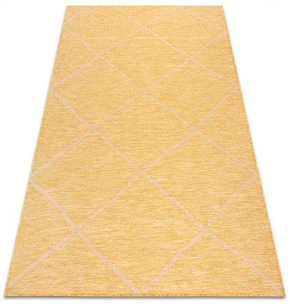 Koberec SISAL PATIO 3075 diamanty ploché tkaní žlutá / béžový