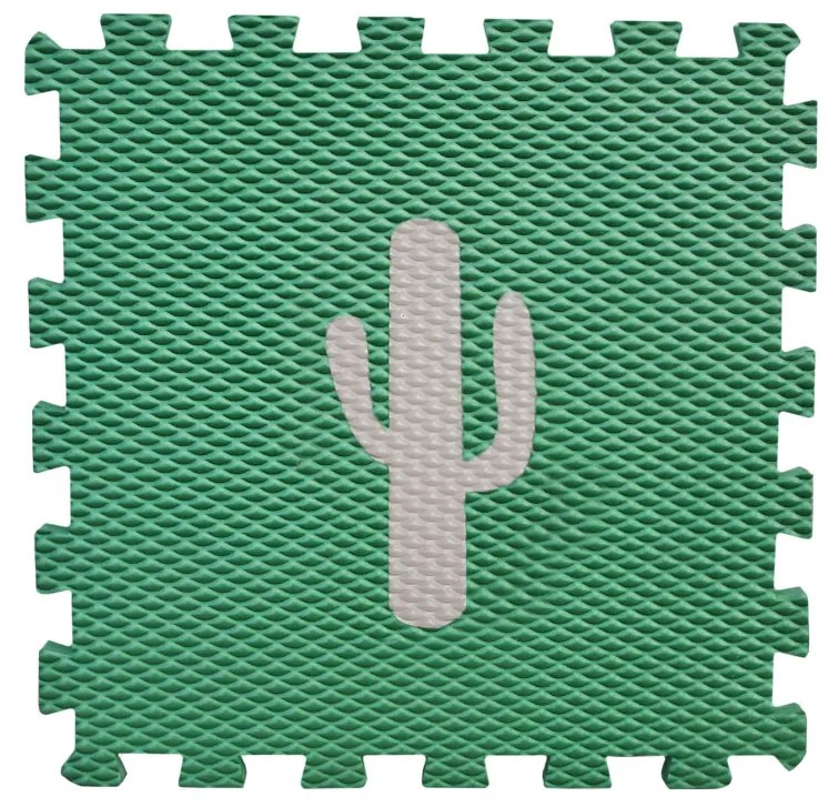 Vylen Pěnové podlahové puzzle Minideckfloor Kaktus Hnědý s tmavě zeleným kaktusem 340 x 340 mm