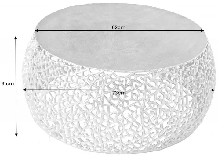 Stříbrný konferenční stolek Leaf 75 cm