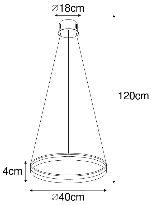 Designové závěsné svítidlo zlaté 40 cm vč. LED s 3-stupňovým stmíváním - Anello