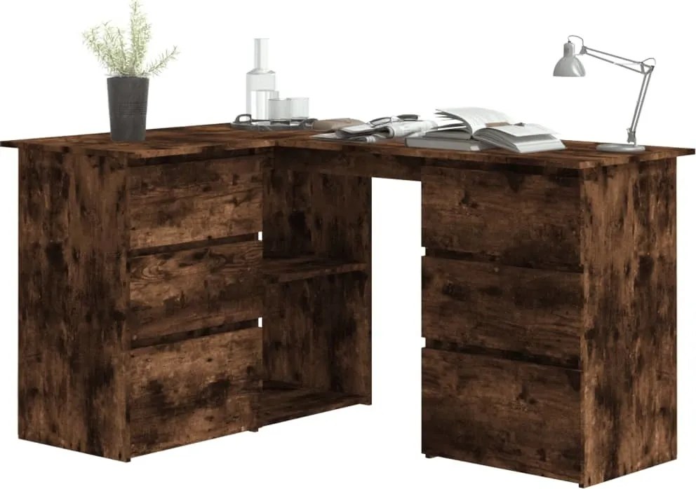 vidaXL Rohový psací stůl 145 x 100 x 76 cm dřevotříska [801092] Barva: dub sonoma