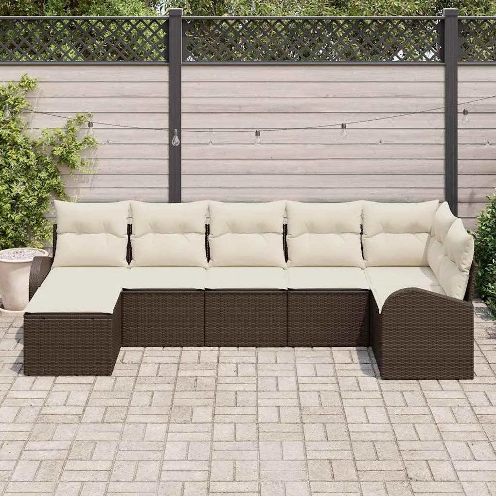 Set pohovek 7 ks Hnědá polyratan 3354797