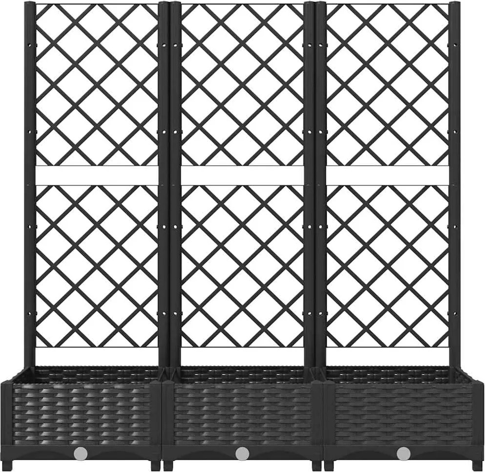 Zahradní květináč s mřížkou černý 120 x 40 x 121,5 cm PP 318272